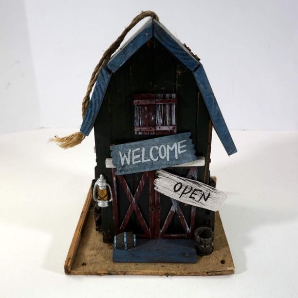 Bird House | Accents | Rustic Barn Wood Bird House Welcome Open Signs ...